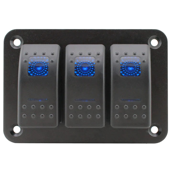 3 gang switch panel. Illuminated. Complete with internal wiring. 98MM X ...